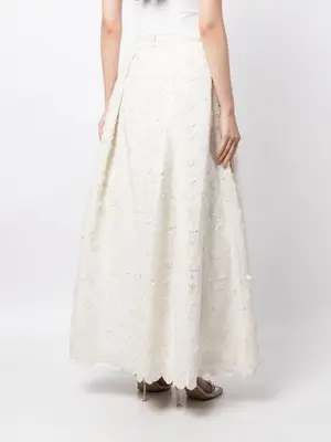 Sachin & Babi Pyaar Floral-appliqué Full Skirt - White