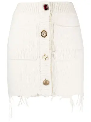 Vetements Rhinestone-embellished Knitted Miniskirt - White
