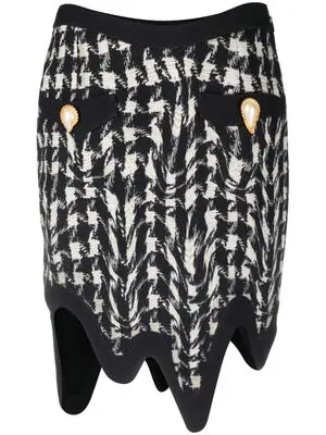 Moschino Asymmetric Wool Miniskirt - Black
