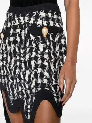 Moschino Asymmetric Checked Wool Miniskirt