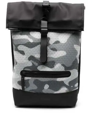 Rains Camouflage-print Textured Backpack - Black