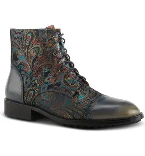 SPRING STEP SHOES Berger Jacquard Bootie - Blue Multi