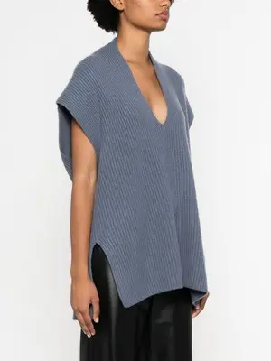 JOSEPH Plunging V-neck Ribbed-knit Jumper