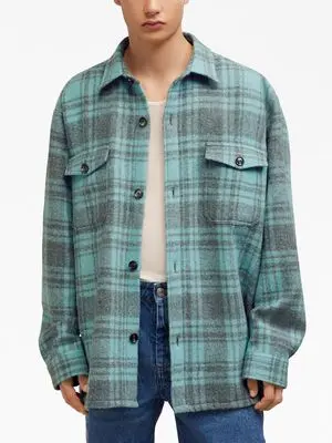 Ami Maxi Checked Overshirt - Blue