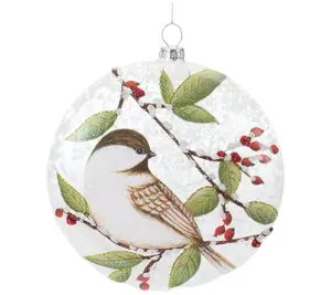 MELROSE Glass Chickadee Bird Ball Ornament - One-color