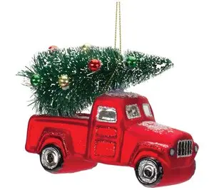 MELROSE Glittered Glass Pickup Truck Ornament - One-color