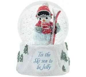 PRECIOUS MOMENTS Annual Snowman Musical Snow Gl Obe - One-color