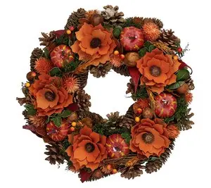 NORTHLIGHT Artificial Fall Wreath 13.25