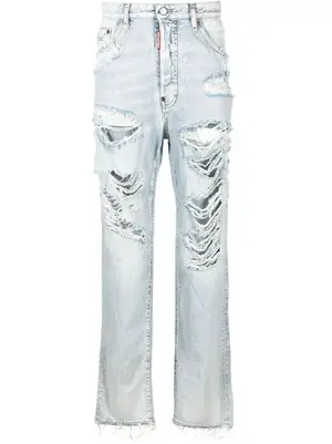 Dsquared2 Ripped Low-rise Straight-leg Jeans