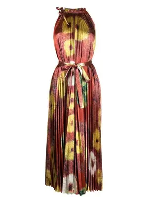 Ulla Johnson Amiko Floral-print Pleated Midi Dress - Red