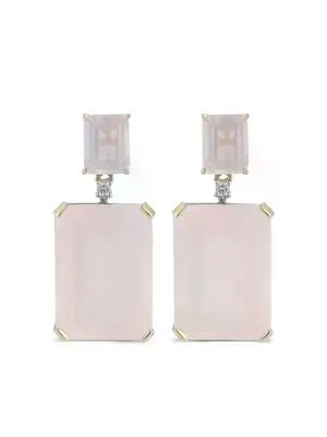 Mateo Rose Quartz And Diamond Drop Earrings - Gold