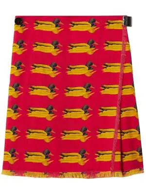 Burberry Duck-print Wool Miniskirt - Red