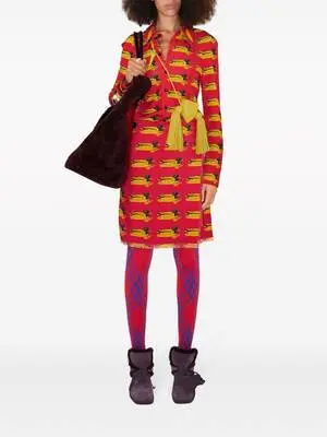 Burberry Duck-print Wool Miniskirt - Red