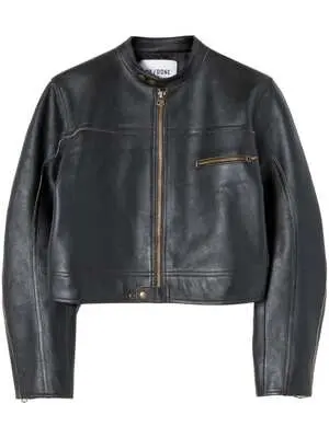 RE/DONE Racer Zip-up Leather Jacket - Black