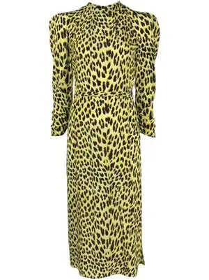 Zadig&Voltaire Racyl Leopard-print Silk Midi Dress - Yellow