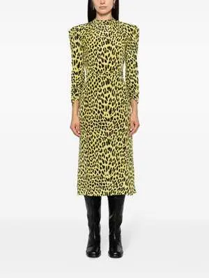 Zadig&Voltaire Racyl Leopard-print Silk Midi Dress - Yellow