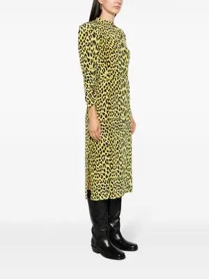 Zadig&Voltaire Racyl Leopard-print Silk Midi Dress - Yellow