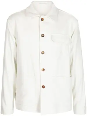 LARDINI Buttoned Cotton Shirt Jacket - White