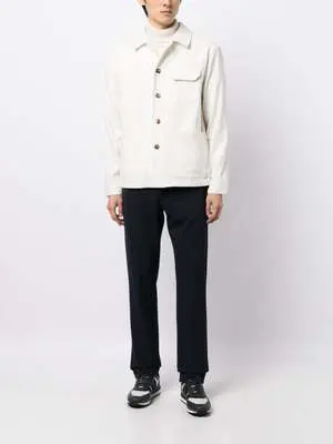 LARDINI Buttoned Cotton Shirt Jacket - White