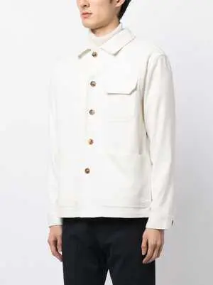 LARDINI Buttoned Cotton Shirt Jacket - White