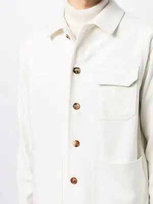 LARDINI Buttoned Cotton Shirt Jacket - White