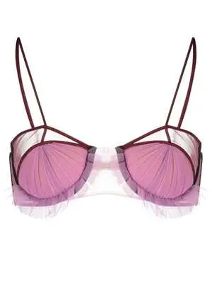 NENSI DOJAKA Panelled Semi-sheer Bra - Purple