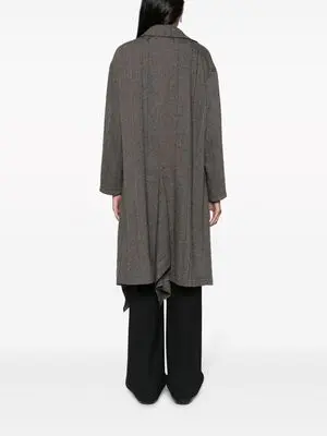 Y’s Herringbone-pattern Asymmetric Mid-length Coat