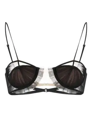 NENSI DOJAKA Panelled Semi-sheer Bra - Black