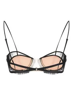 NENSI DOJAKA Panelled Semi-sheer Bra - Black