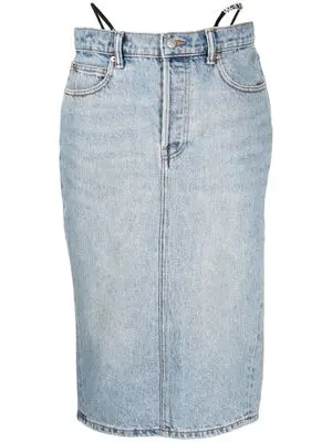 Alexander Wang Thong-strap Denim Midi Skirt - Blue