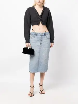 Alexander Wang Thong-strap Denim Midi Skirt