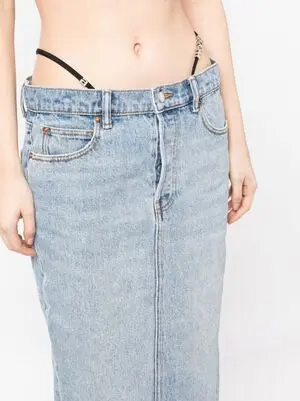 Alexander Wang Thong-strap Denim Midi Skirt