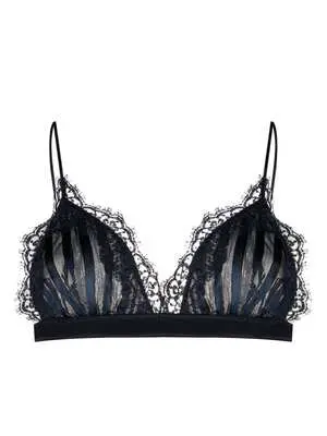 Oseree Lurex Lace-trim Bra - Blue