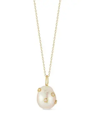 Mateo 14kt Yellow Baroque Pearl And Diamond Necklace - Gold