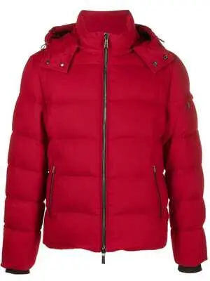 MOORER Padded Jacket With Detachable Hood - Red