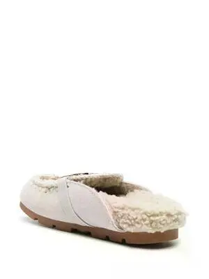 Mou Logo-appliqué Suede Slippers - Neutrals