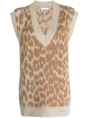 Ganni Animal Print Vests For Women