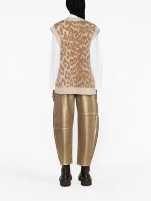 GANNI Leopard-jacquard Vest - Neutrals