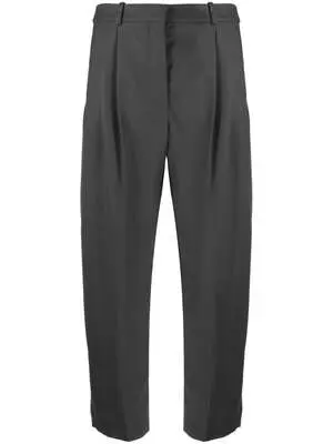 Stella McCartney Cropped Pleated Wool Trousers - Grey
