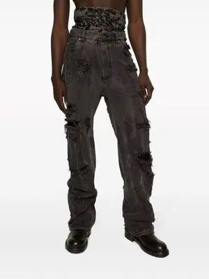 Dolce & Gabbana Distressed Straight-leg Jeans - Black