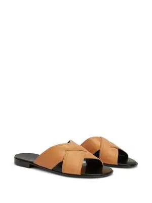 GIUSEPPE ZANOTTI Flavio Crossover-straps Leather Sandals - Brown