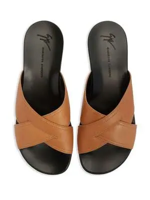 GIUSEPPE ZANOTTI Flavio Crossover-straps Leather Sandals - Brown