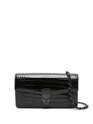 ASPINAL OF LONDON Mayfair Patent-leather Clutch - Black