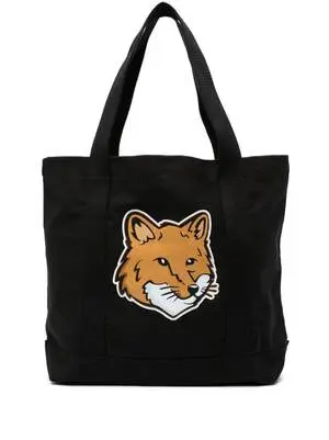 Maison Kitsuné Fox-print Tote Bag - Black