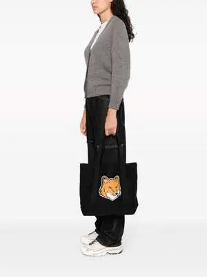 Maison Kitsuné Fox-print Tote Bag - Black