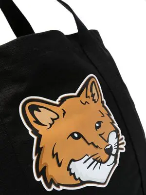 Maison Kitsuné Fox-print Tote Bag - Black