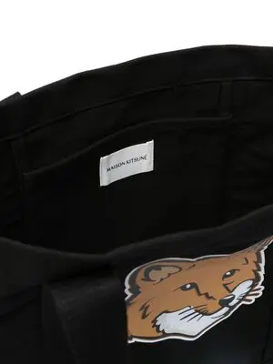 Maison Kitsuné Fox-print Tote Bag - Black