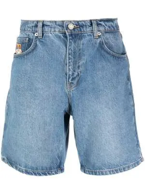 Moschino Teddy Bear-motif Denim Shorts - Blue
