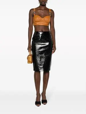 Versace Crocodile-embossed Midi Skirt
