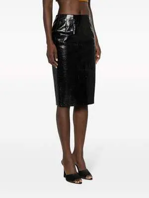 Versace Crocodile-embossed Midi Skirt